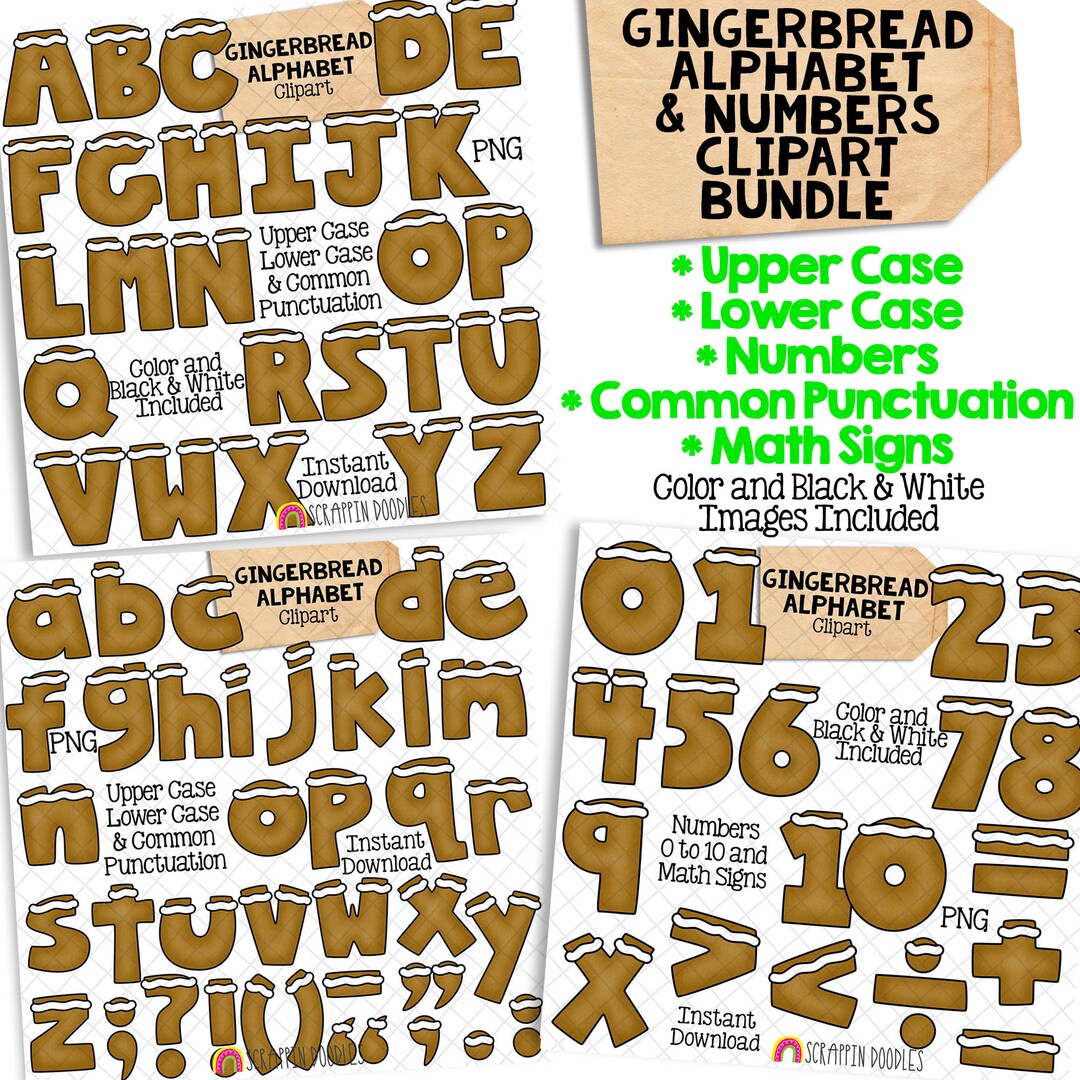 Gingerbread Alphabet Clipart - Ginger Bread Cookie Letters Clip Art ...