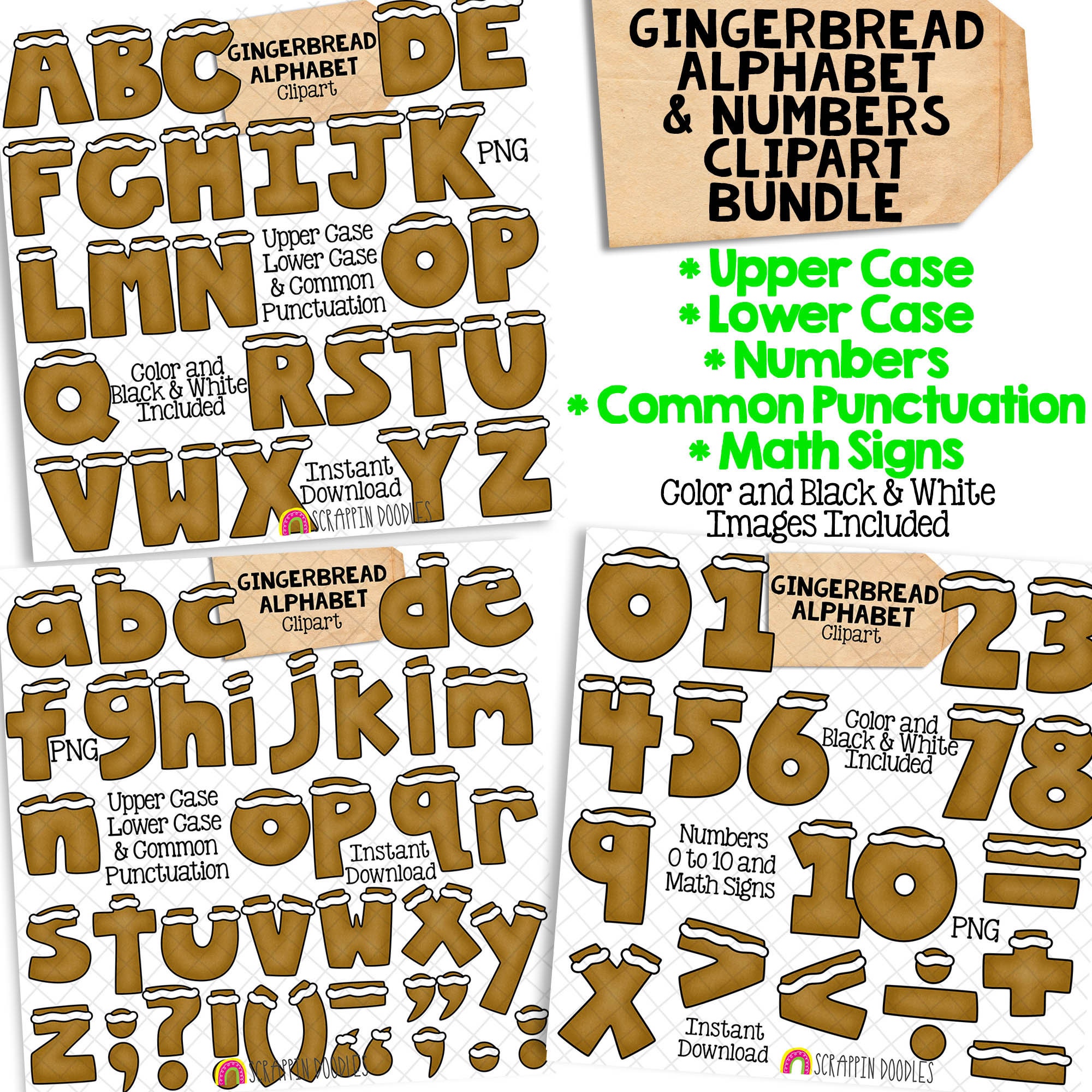 Gingerbread Alphabet Clipart Ginger Bread Cookie Letters - Etsy