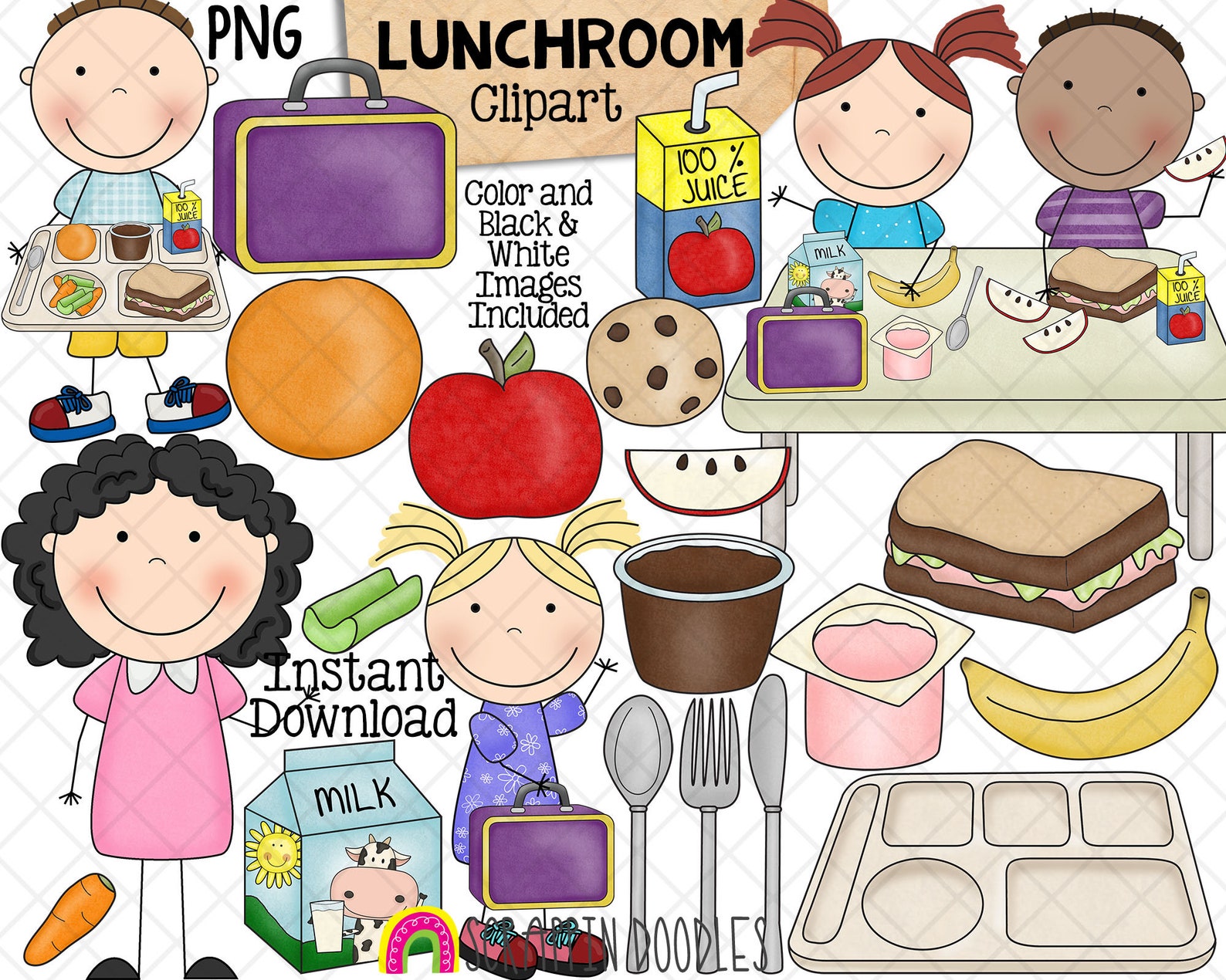School Lunch Clipart - Cafeteria Lunchroom Food Graphics - Classroom ...