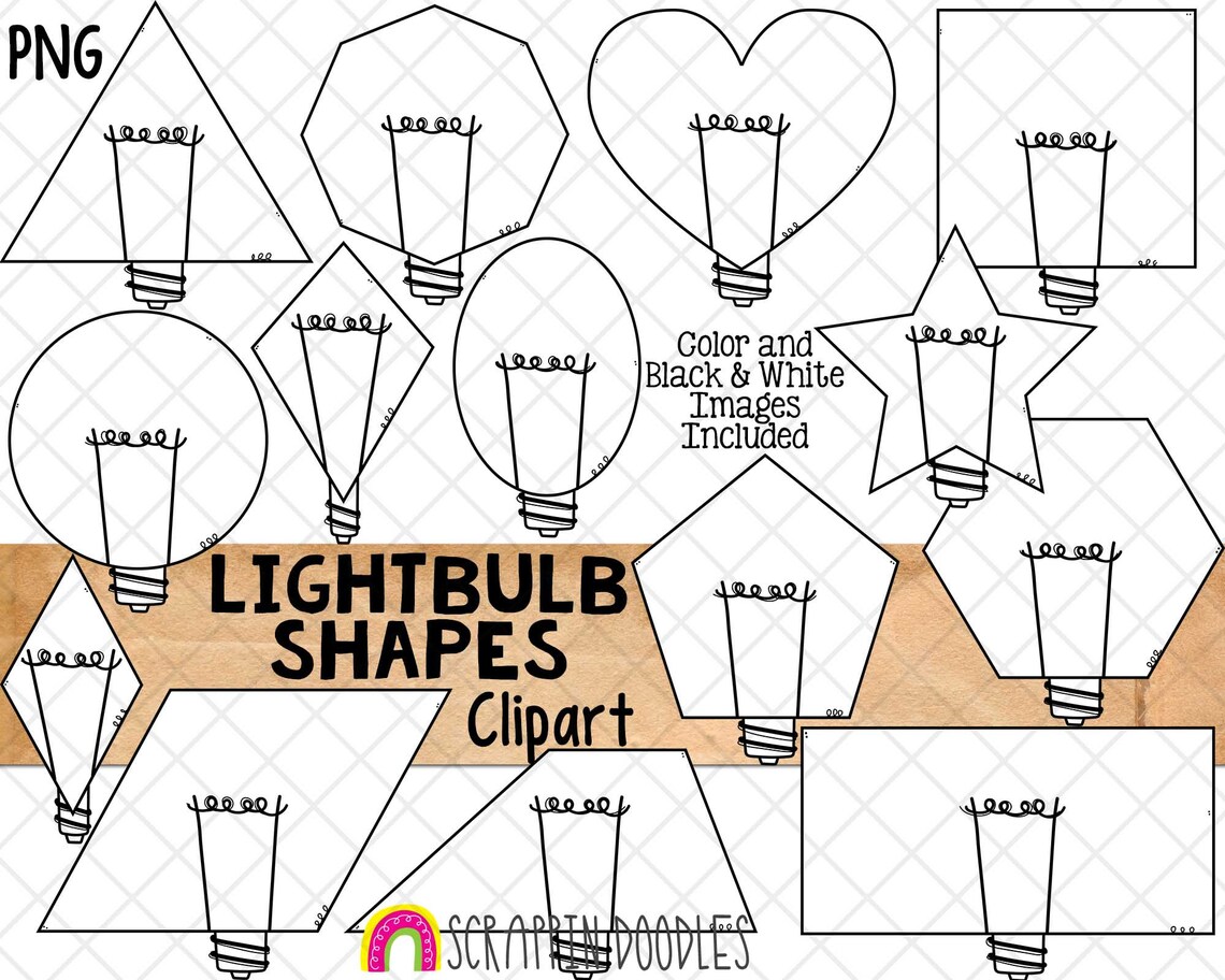 Light Bulb Shapes Clipart Commercial Use 2D Shape Clip Art Earth Day ...
