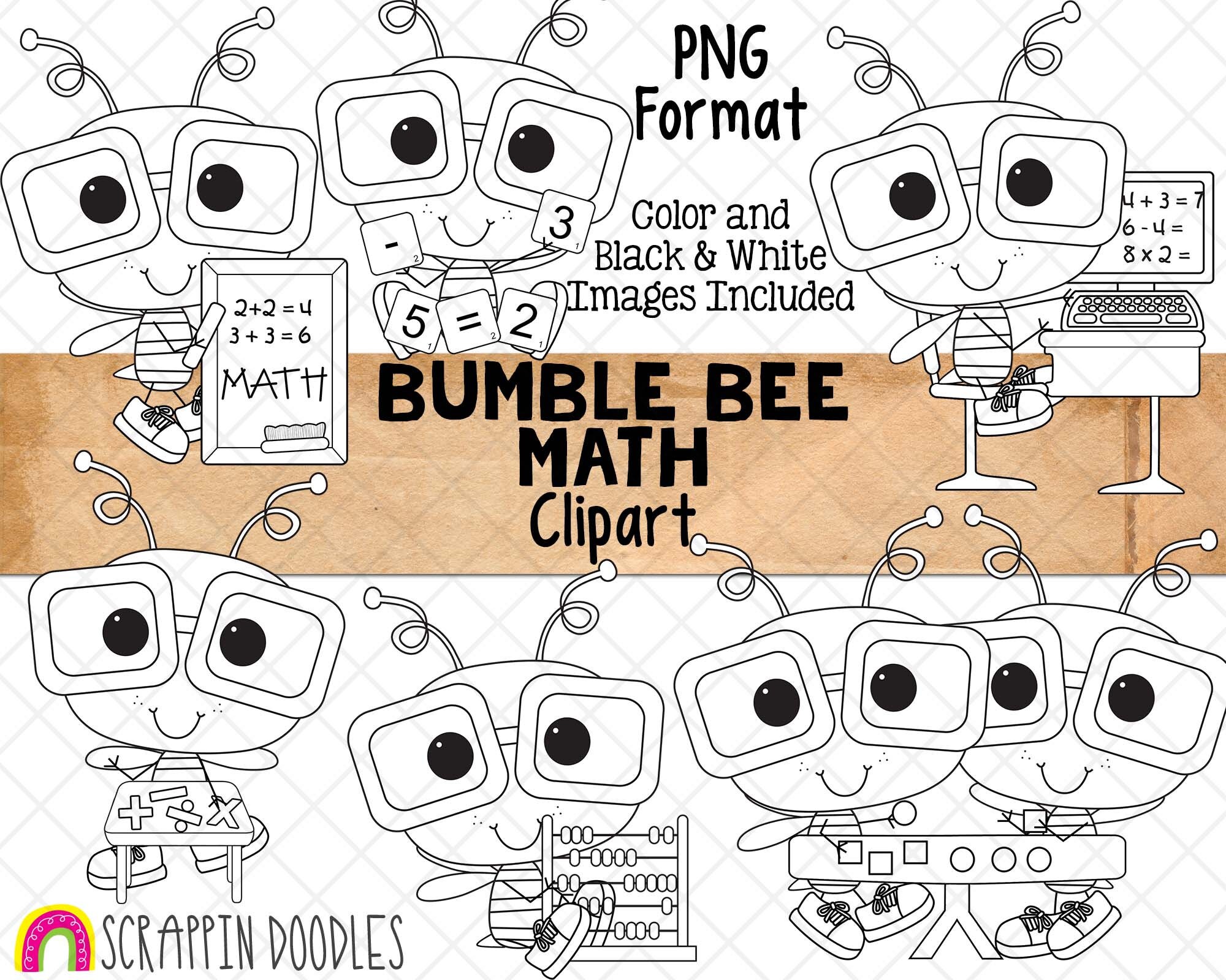 Bumble Bee Math Clipart Commercial Use Sublimation Hand Drawn PNG - Etsy
