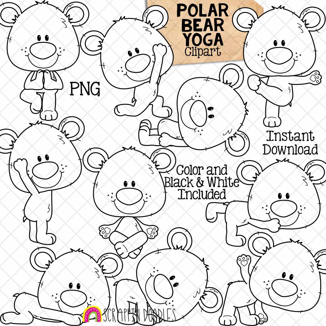 Polar Bear Yoga Clip Art Stretching Clipart Polar Bears Doing Yoga ...