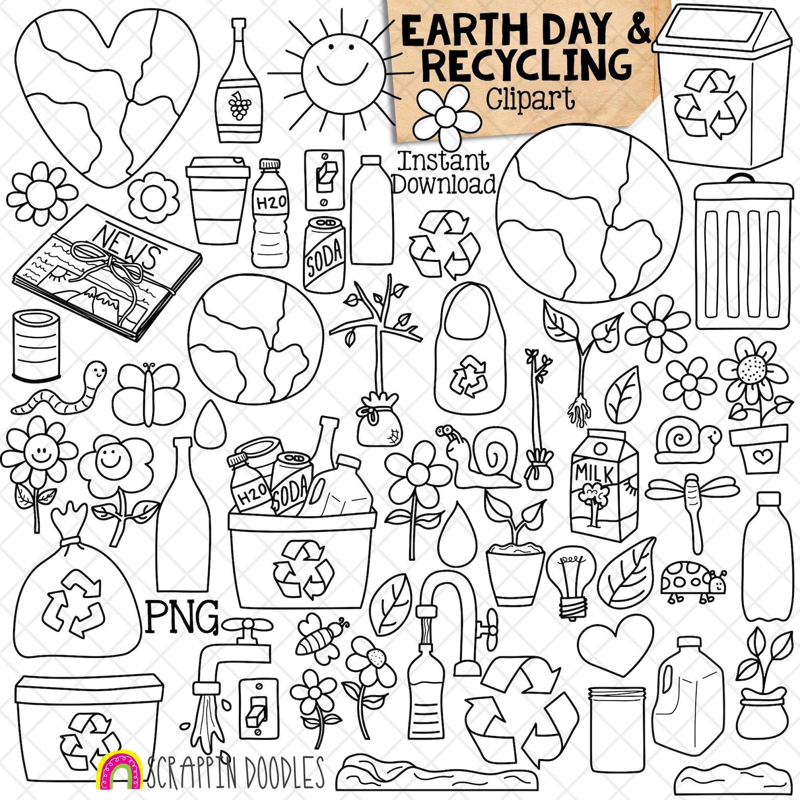 Earth Day Clipart Recycling Clip Art Environmental Reduce Reuse Recycle ...