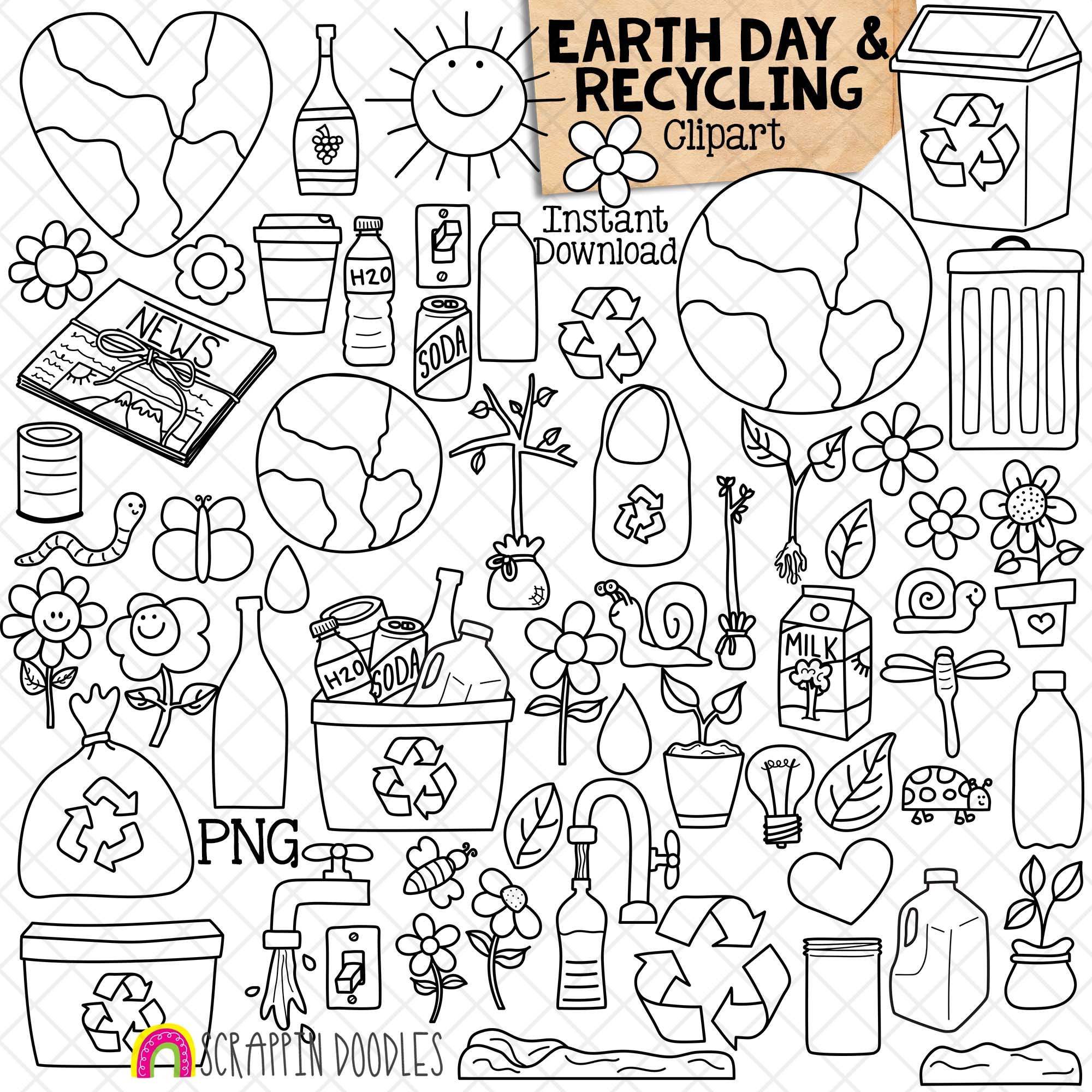 Earth Day Clipart - Recycling Clip Art - Environmental - Reduce Reuse ...