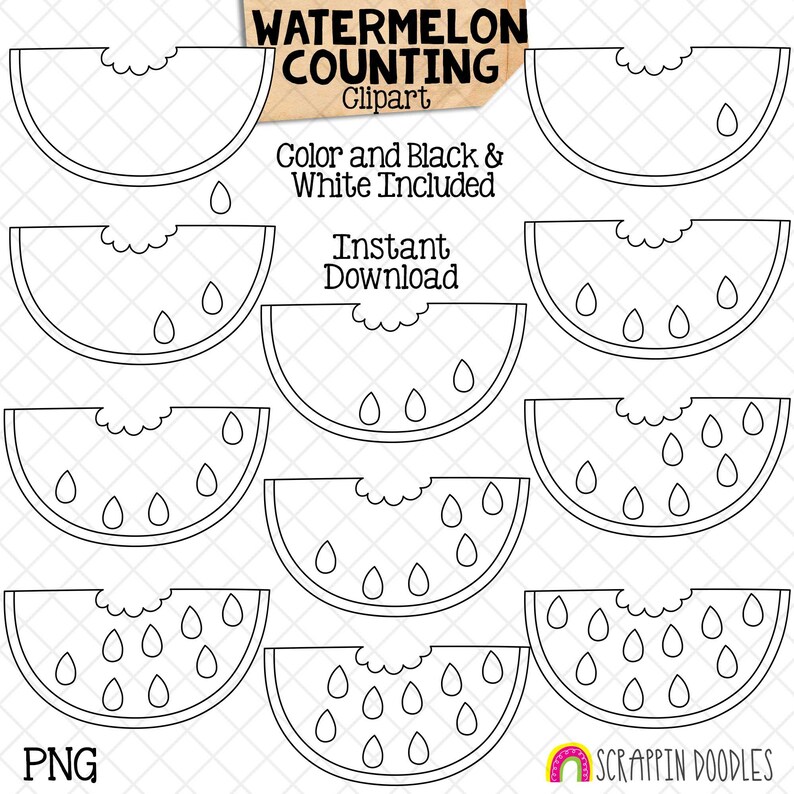 Counting Watermelon Seeds Clipart Summer Watermelon Counting Seasonal ...