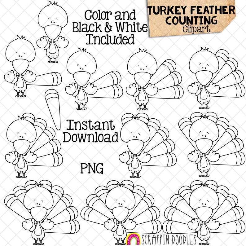 Counting Turkey Feathers Clipart - Thanksgiving Turkey Feather Clip Art ...