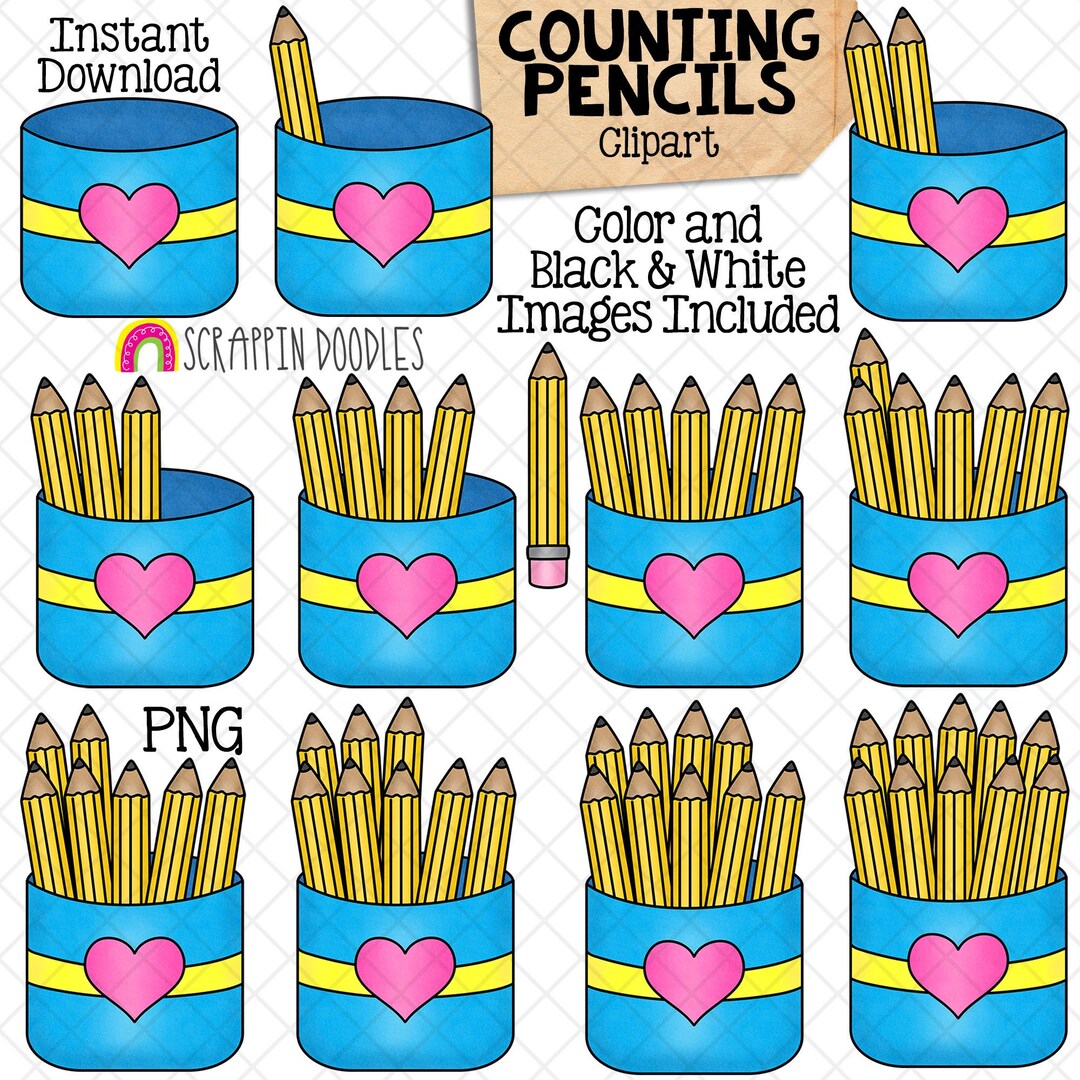 Counting Pencils Clipart - School Counting - Pencils in A Cup ...