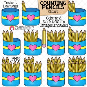 Counting Pencils Clipart School Counting Pencils in A Cup Seasonal Math ...