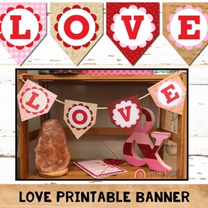 LOVE Printable Banner - Valentines Day Printable Bunting - Valentine ...