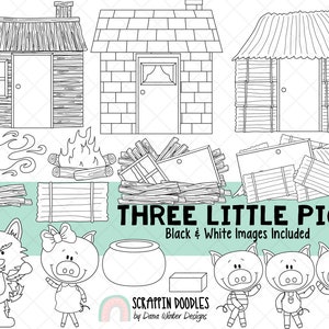 Three Little Pigs Clipart - Nursery Rhyme - Fairy Tale Graphics - Big ...