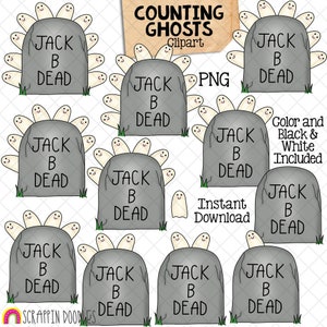 Counting Ghosts Clipart - Halloween Tombstone Ghost Counting - Seasonal ...