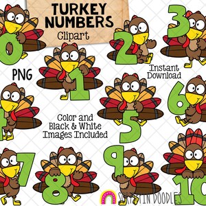 Turkey Clipart - Number Turkey Clip Art - Numbers - Counting Turkeys ...