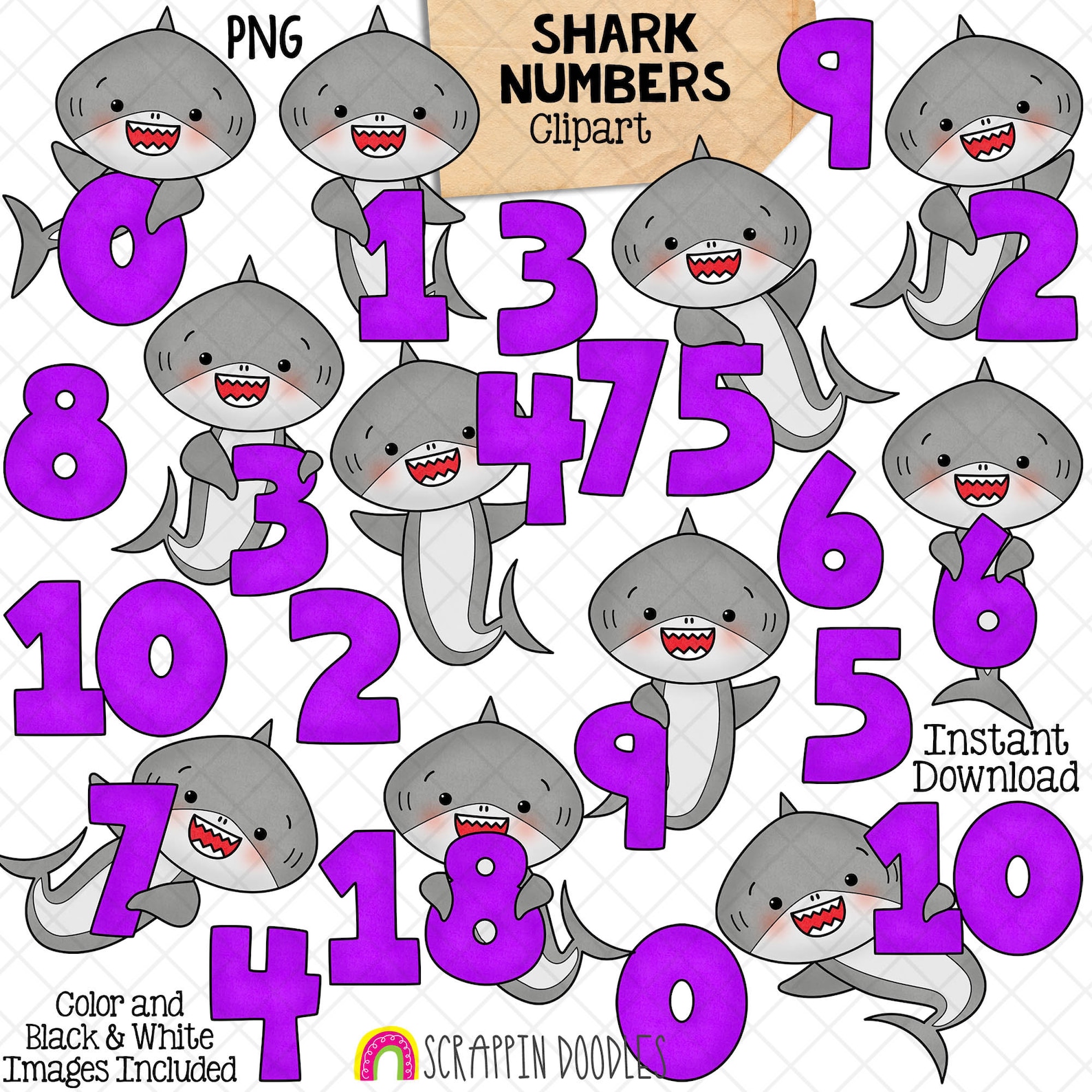 Shark Clipart Bundle Grey Shark Clipart Shark Scene - Etsy