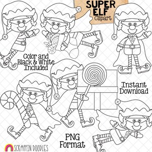 Super Elf Clip Art Christmas Elves Super Hero Standing Flying Walking ...