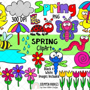 Spring Clipart - Spring BUNDLE - Garden Clipart - Spring Flowers - Hand ...