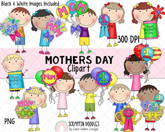 Mothers Day Clipart Mothers Day Kids Clipart Mom Clipart | Etsy
