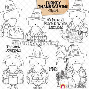Turkey Clipart - Thanksgiving Turkeys Clip Art - Cute Pilgrim Turkeys ...