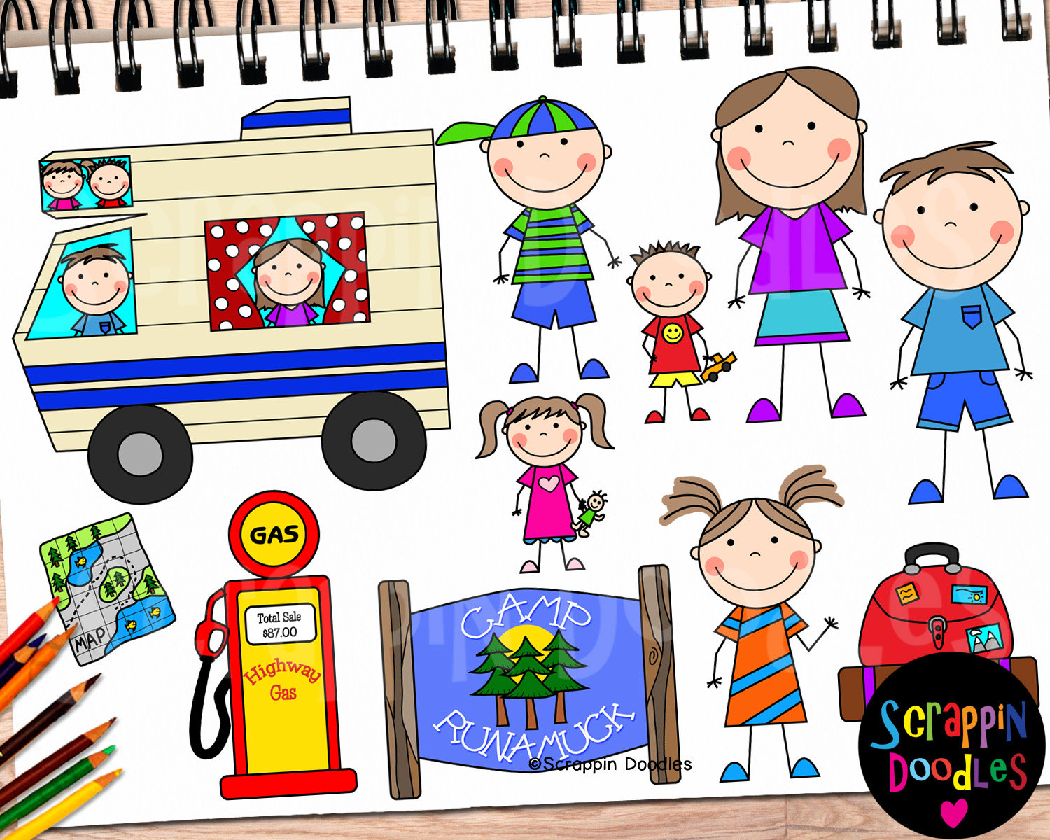 Family Road Trip Clip Art - Etsy