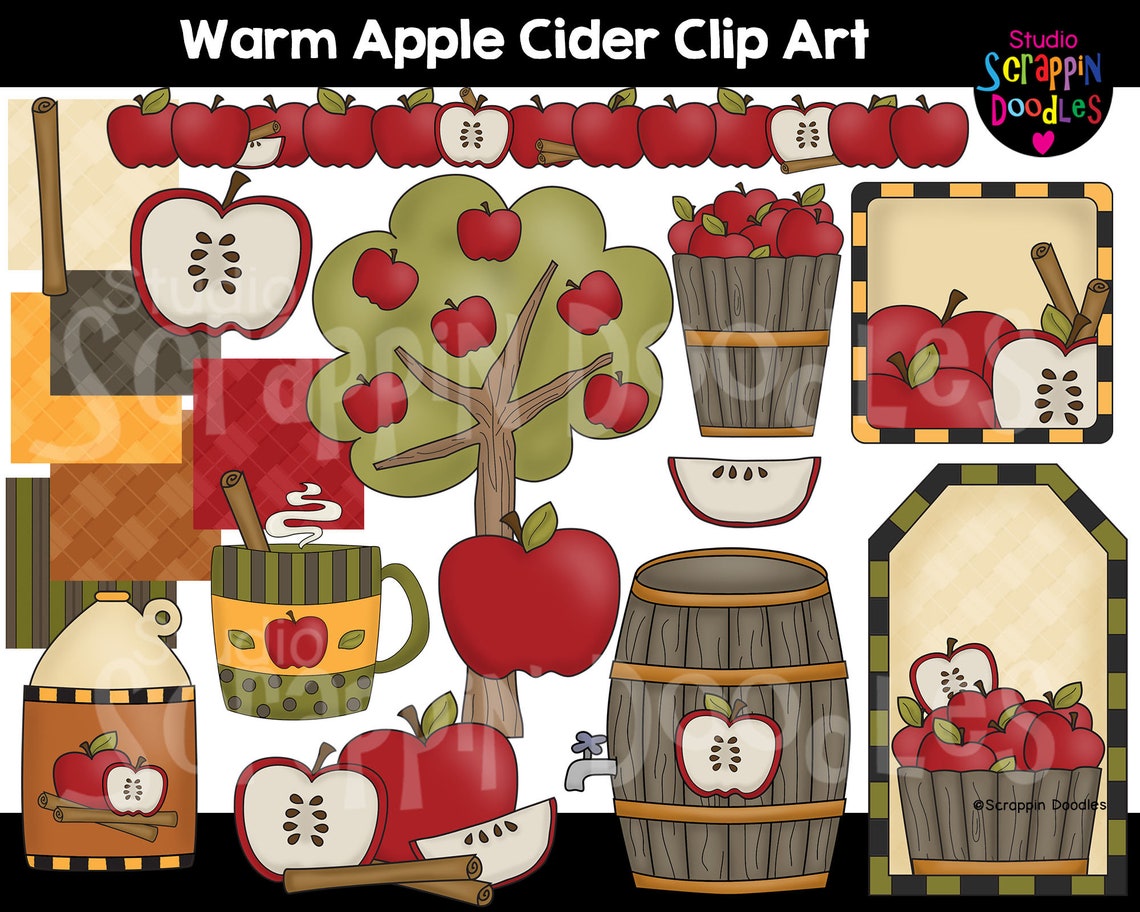 Warm Apple Cider Clip Art Autum Apple Picking Cider Making Graphics - Etsy
