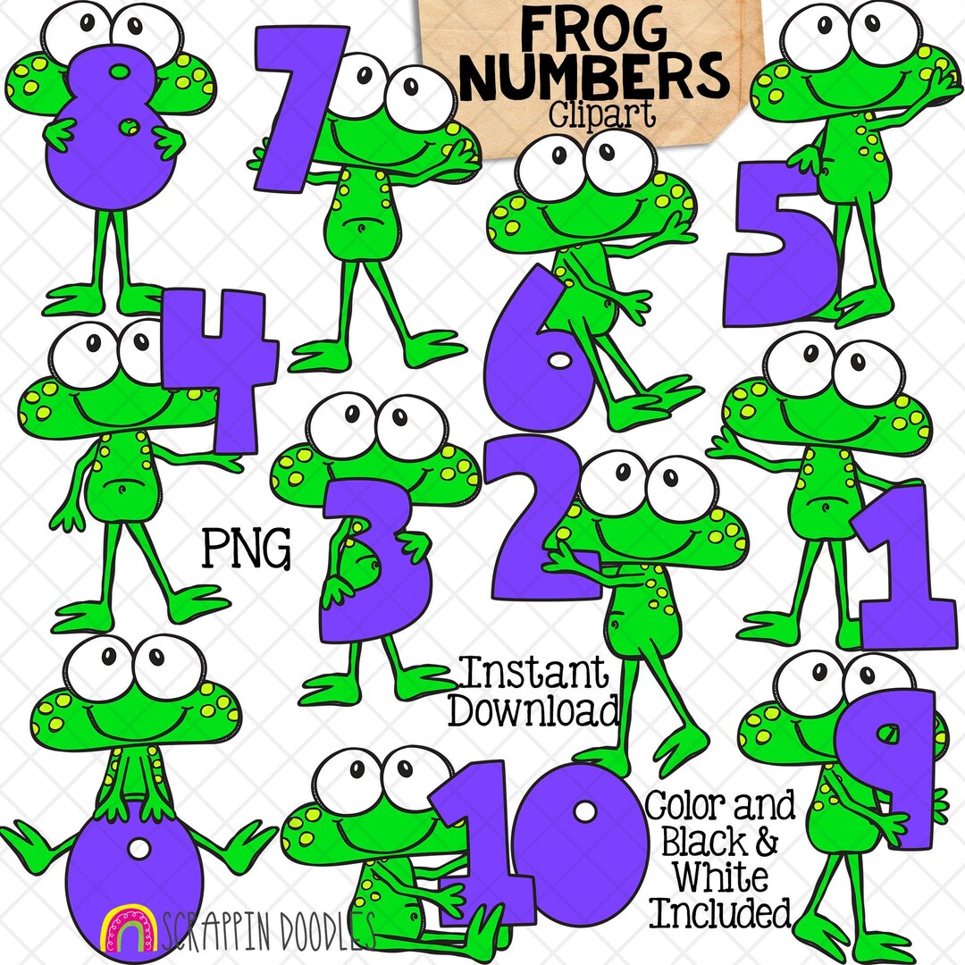 Frog Clipart - Numbers - Math - School Frogs - Frogs Posing - Cute ...