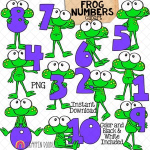 Frog Clipart - Numbers - Math - School Frogs - Frogs Posing - Cute ...