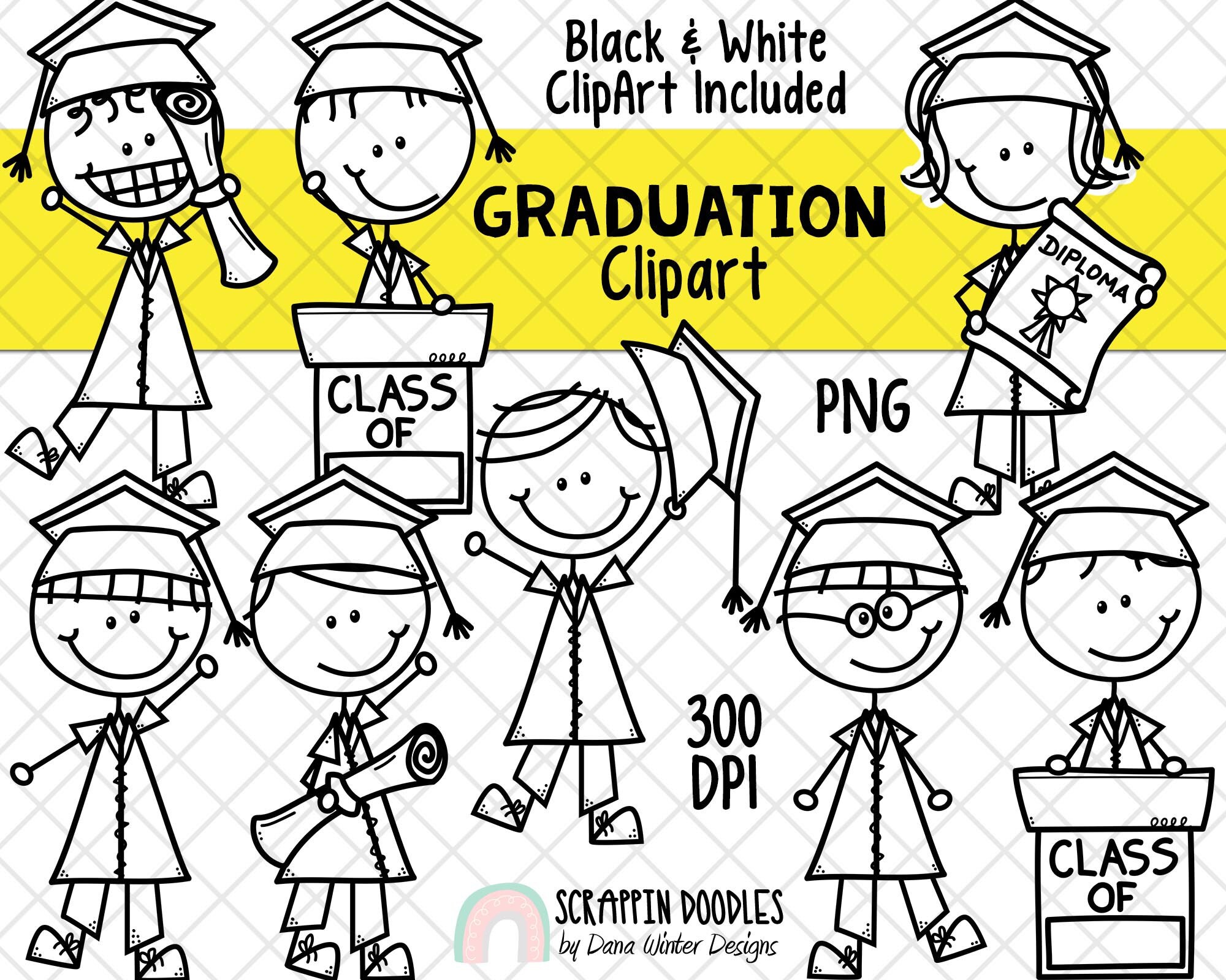 Graduation Clipart Doodle Boys Graduation School Clipart - Etsy