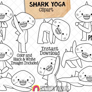 Shark Yoga Clip Art - Stretching Clipart - Sharks Doing Yoga Poses ...