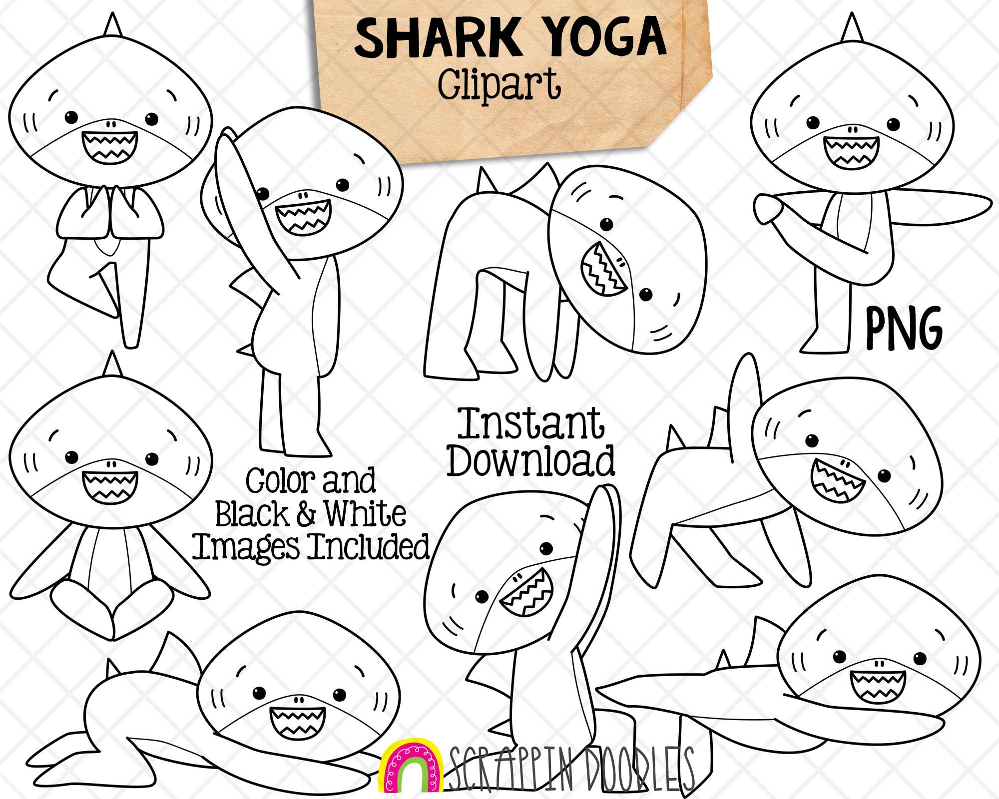 Shark Yoga Clip Art Stretching Clipart Sharks Doing Yoga Poses ...