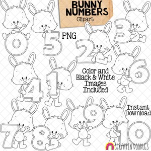 Bunny Number Clip Art - Rabbits Holding Numbers 0 to 10 - Number ...
