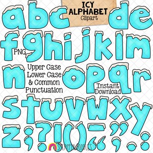 Icy Alphabet Clipart - Snowy Ice Letters Clip Art - Numbers - PNG ...
