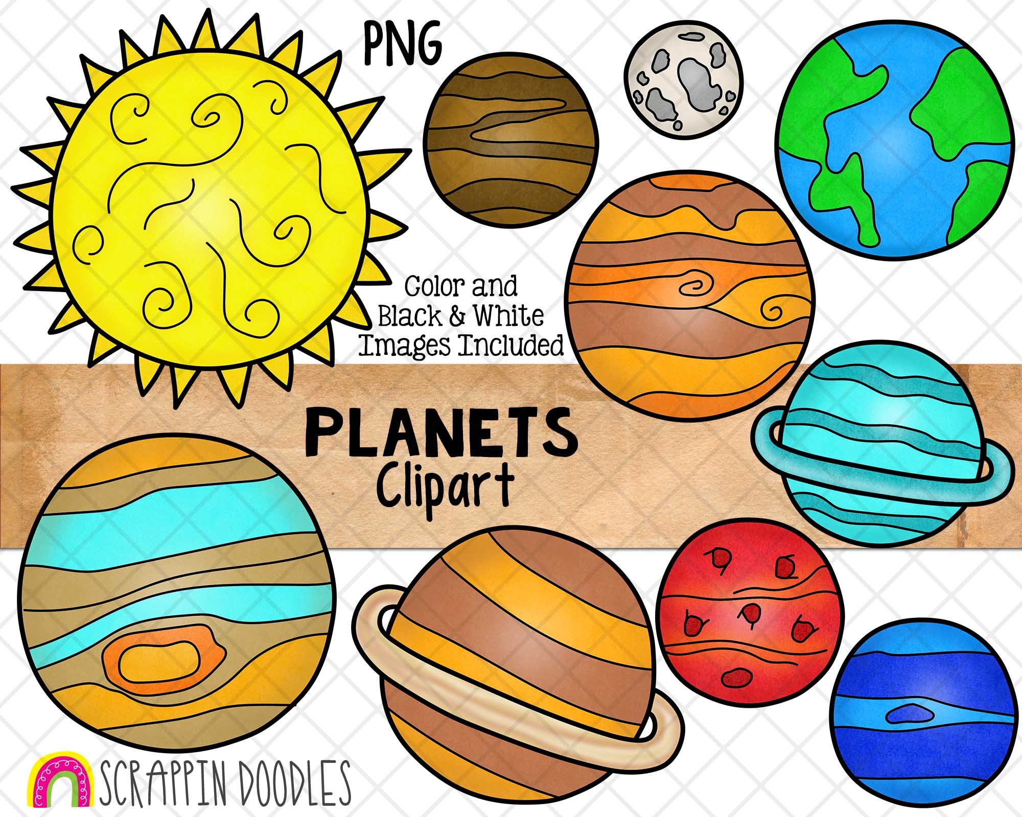 Planets Clipart Saturn Uranus Neptune Mars Jupiter Mercury Earth Venus ...