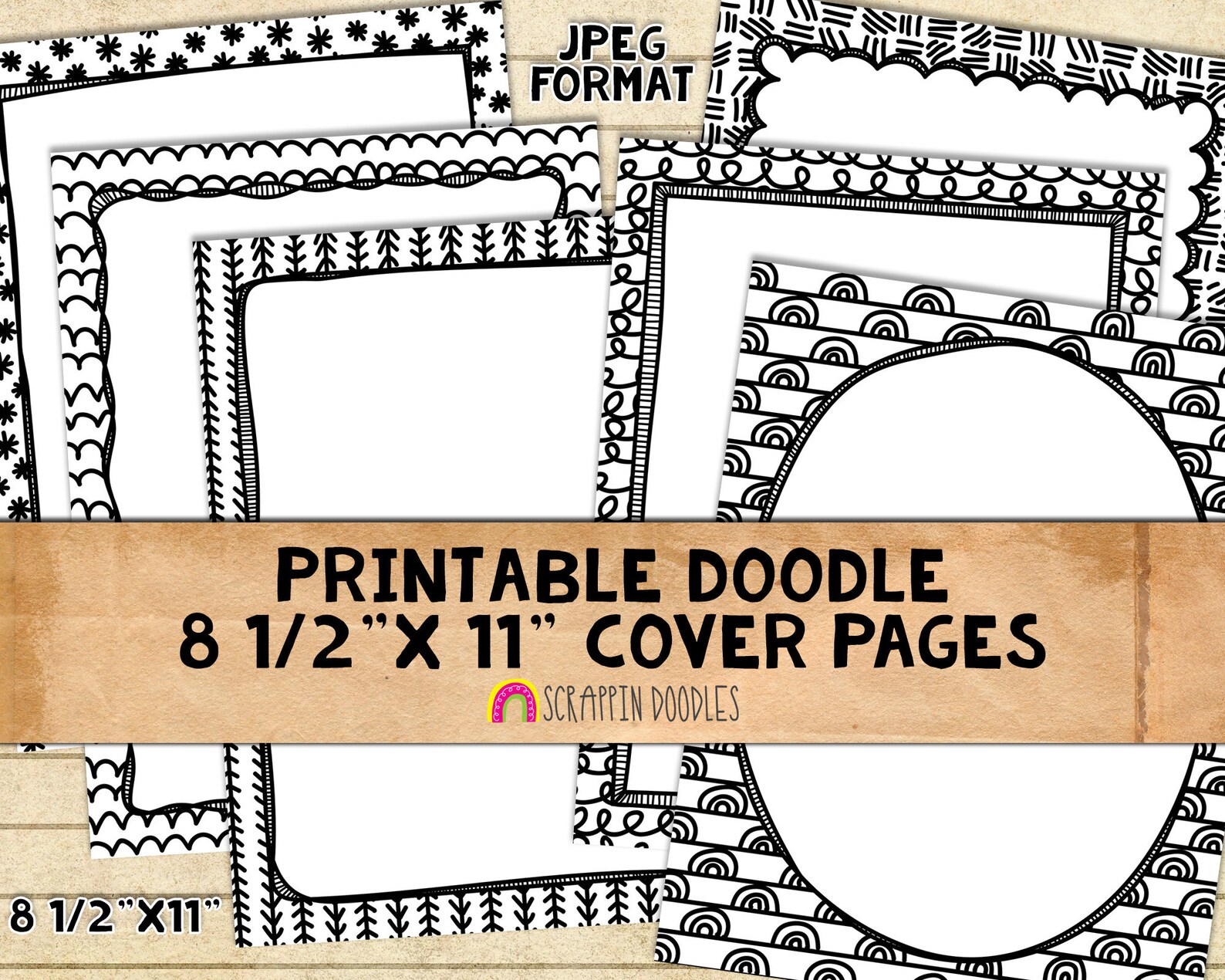 Doodle Cover Pages - Hand Doodled 8 1/2" X 11" Ready to Print Black ...