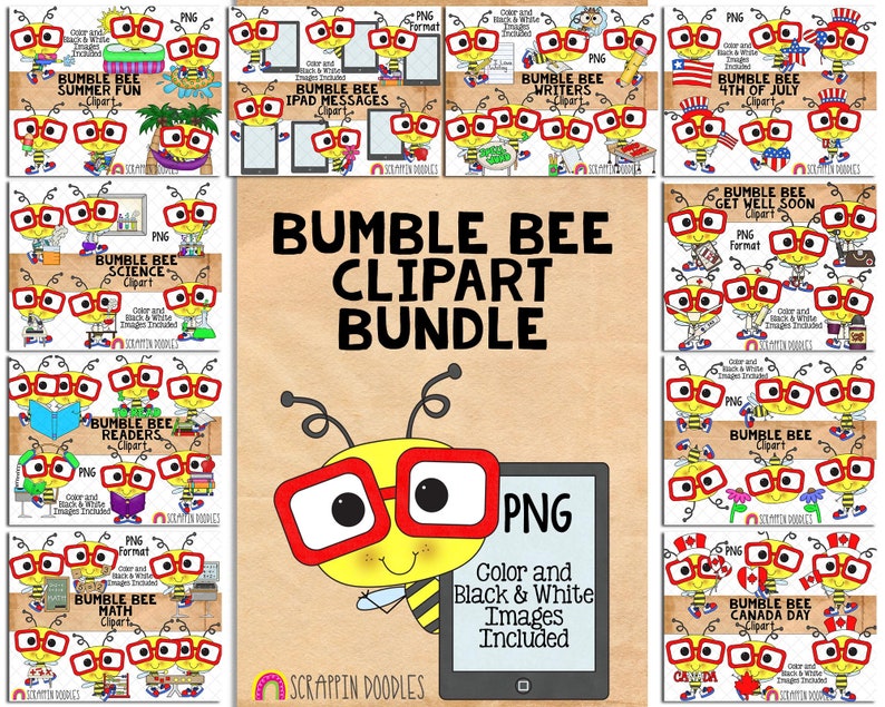 Bumble Bee Clipart Bundle Commercial Use Sublimation Hand Drawn PNG - Etsy