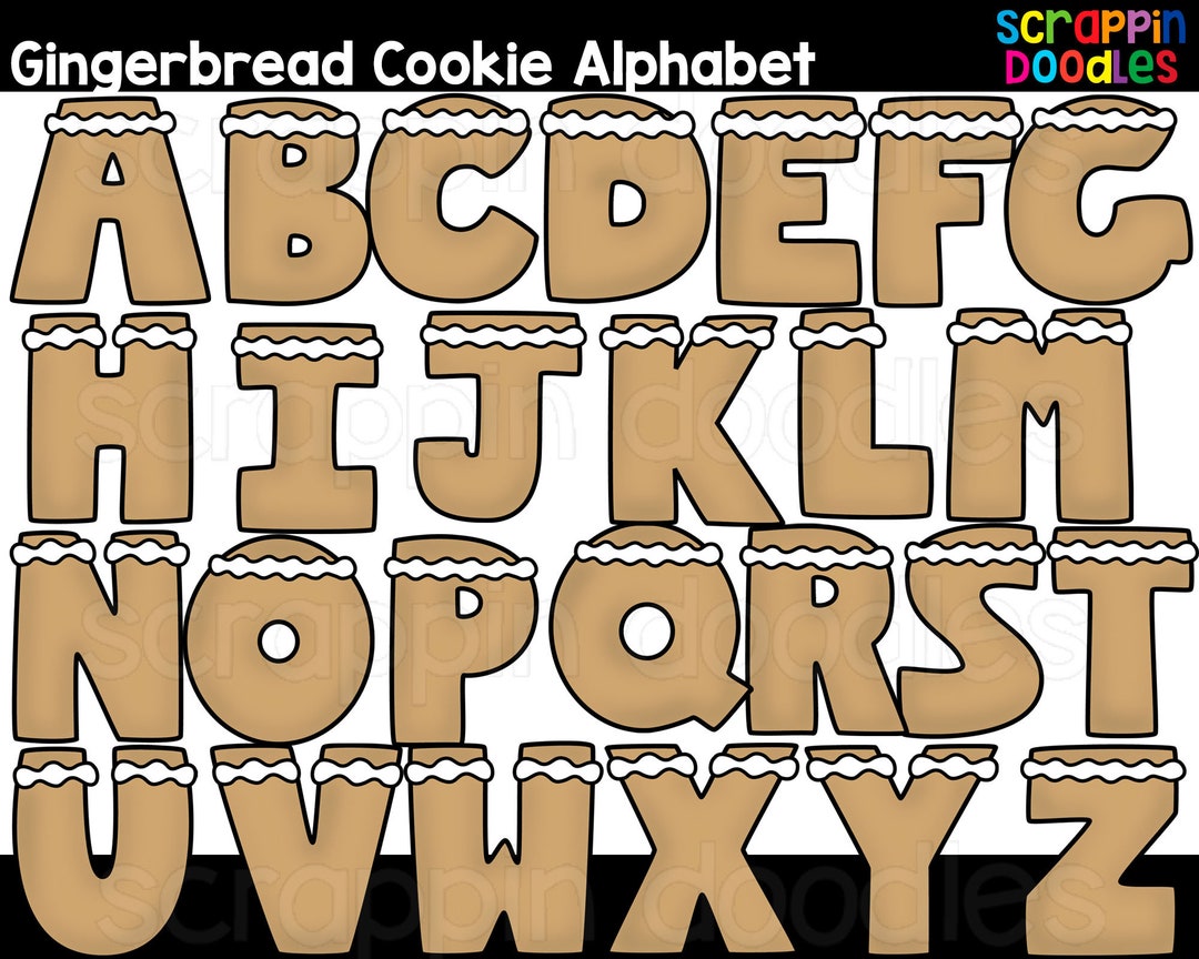 Gingerbread Cookie Alphabet Clip Art Cute Commercial Use - Etsy