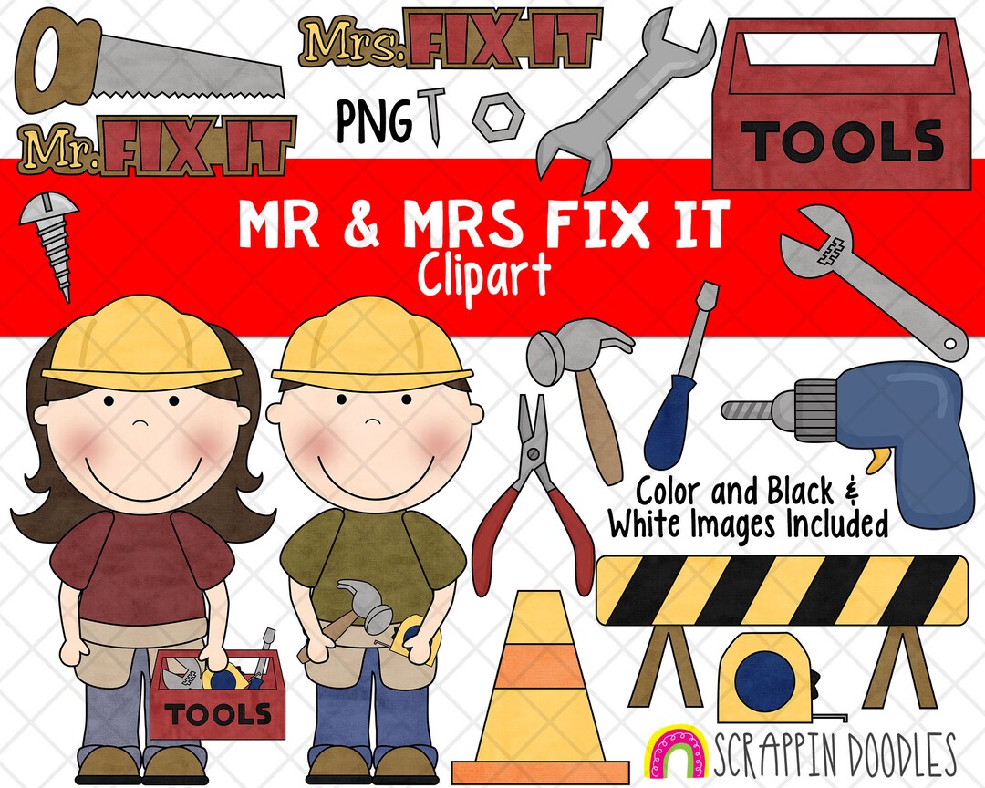 Construction Clipart - Mr and Mrs Fix It Clipart - Tools Clipart ...