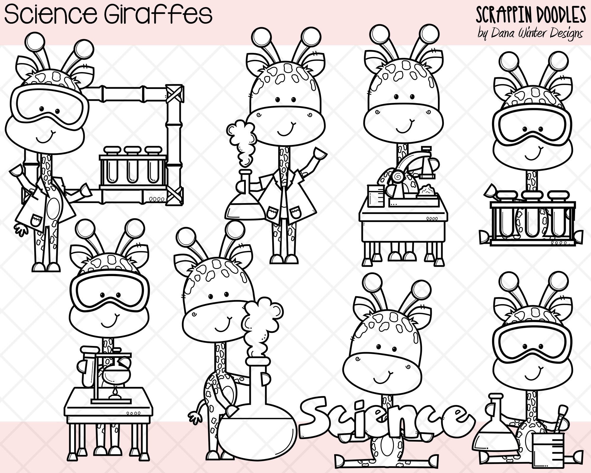 School Giraffes Clip Art Bundle Cute Commercial Use Giraffe | Etsy