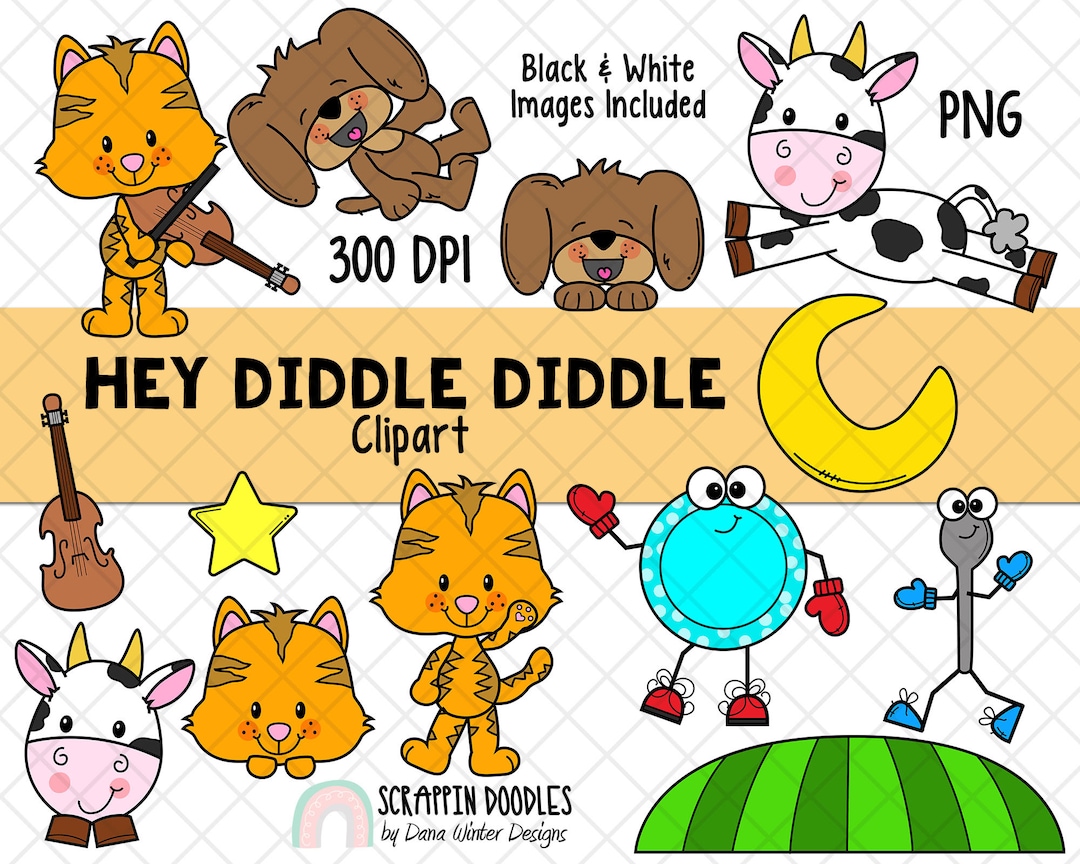 Hey Diddle Diddle Clip Art - Nursery Rhyme Clipart - Kids Story Clipart ...