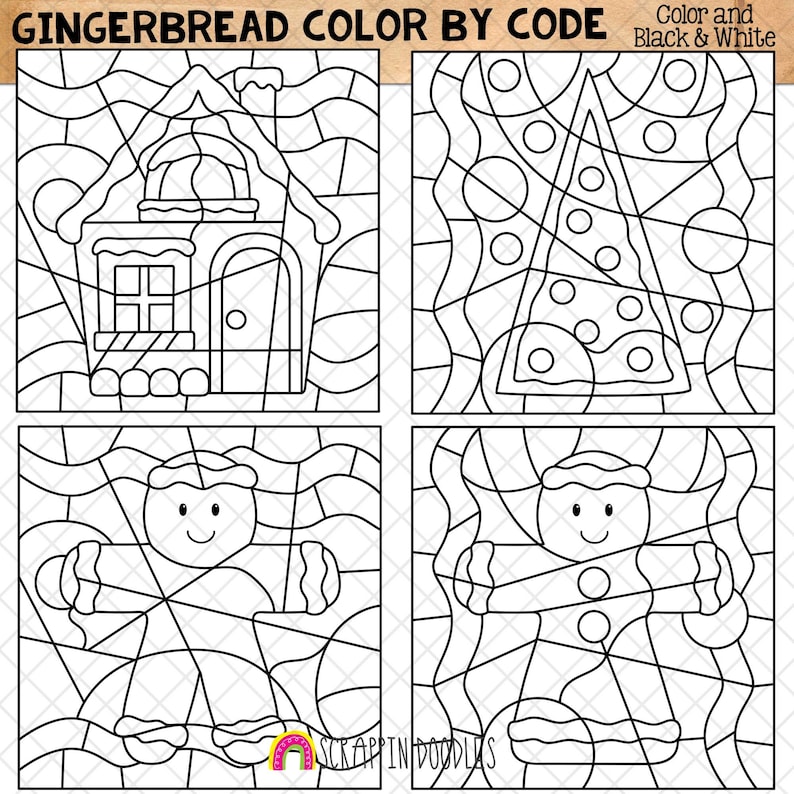 Gingerbread Color by Code Templates Ginger Bread Cookie - Etsy