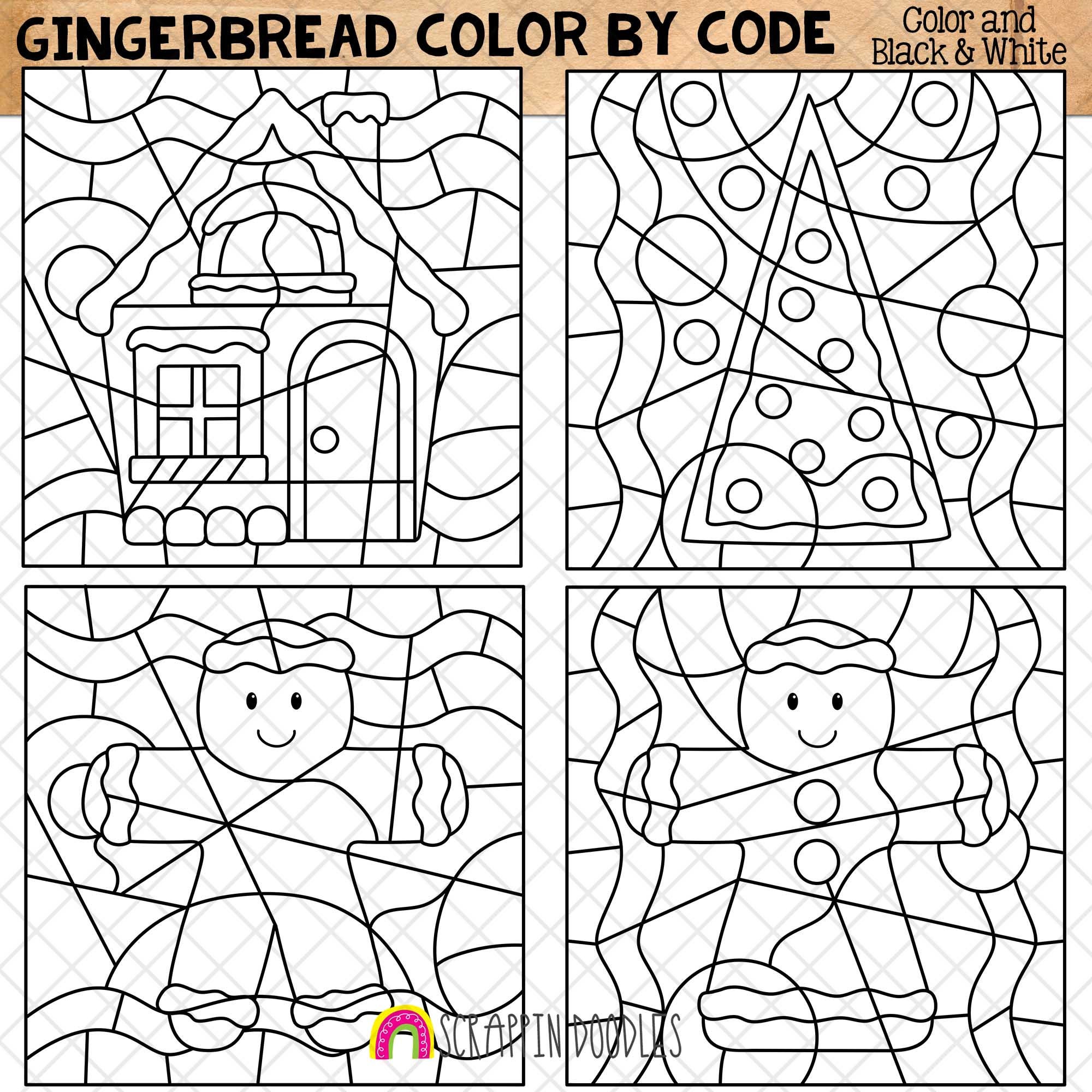 Gingerbread Color by Code Templates Ginger Bread Cookie - Etsy