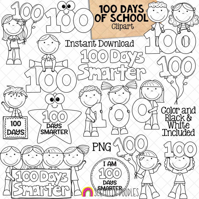 100 Days of School Clipart One Hundred Days Smarter 100th Commercial ...