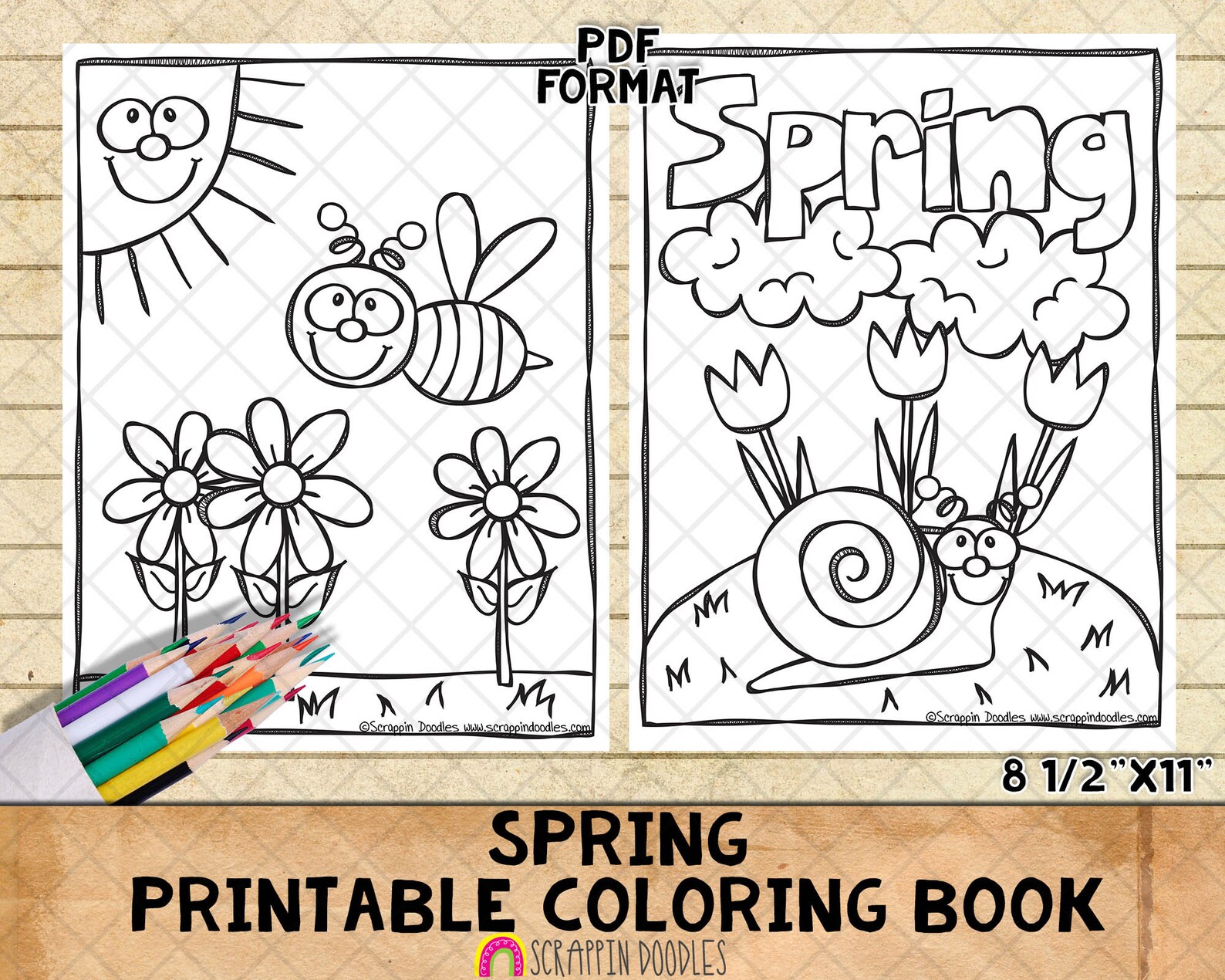 Spring Coloring Book - Kids Printable PDF Coloring Pages - Print on ...