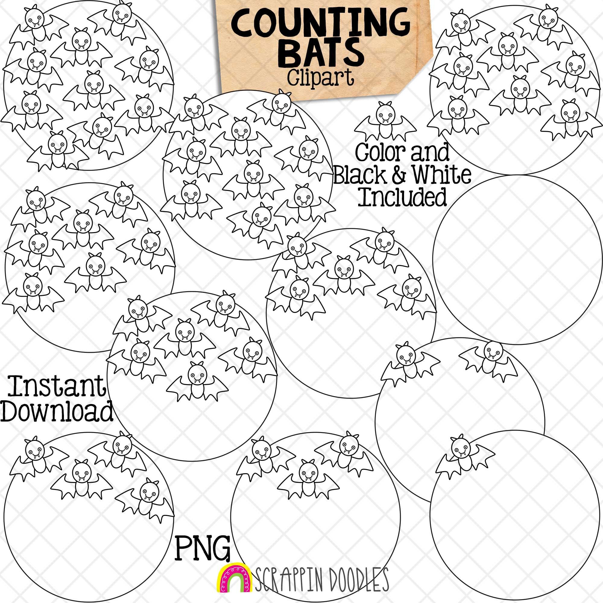 Counting Bats Clipart Halloween Full Moon Bats Counting Seasonal Math ...