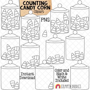 Counting Candy Corn Clipart - Halloween Candies in Jar Counting ...