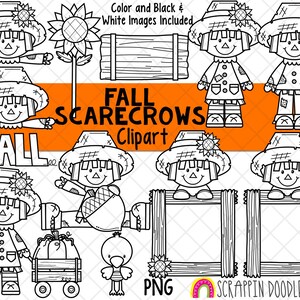 Fall Scarecrows Clipart - Commercial Use Scarecrow Clipart - Sunflower ...