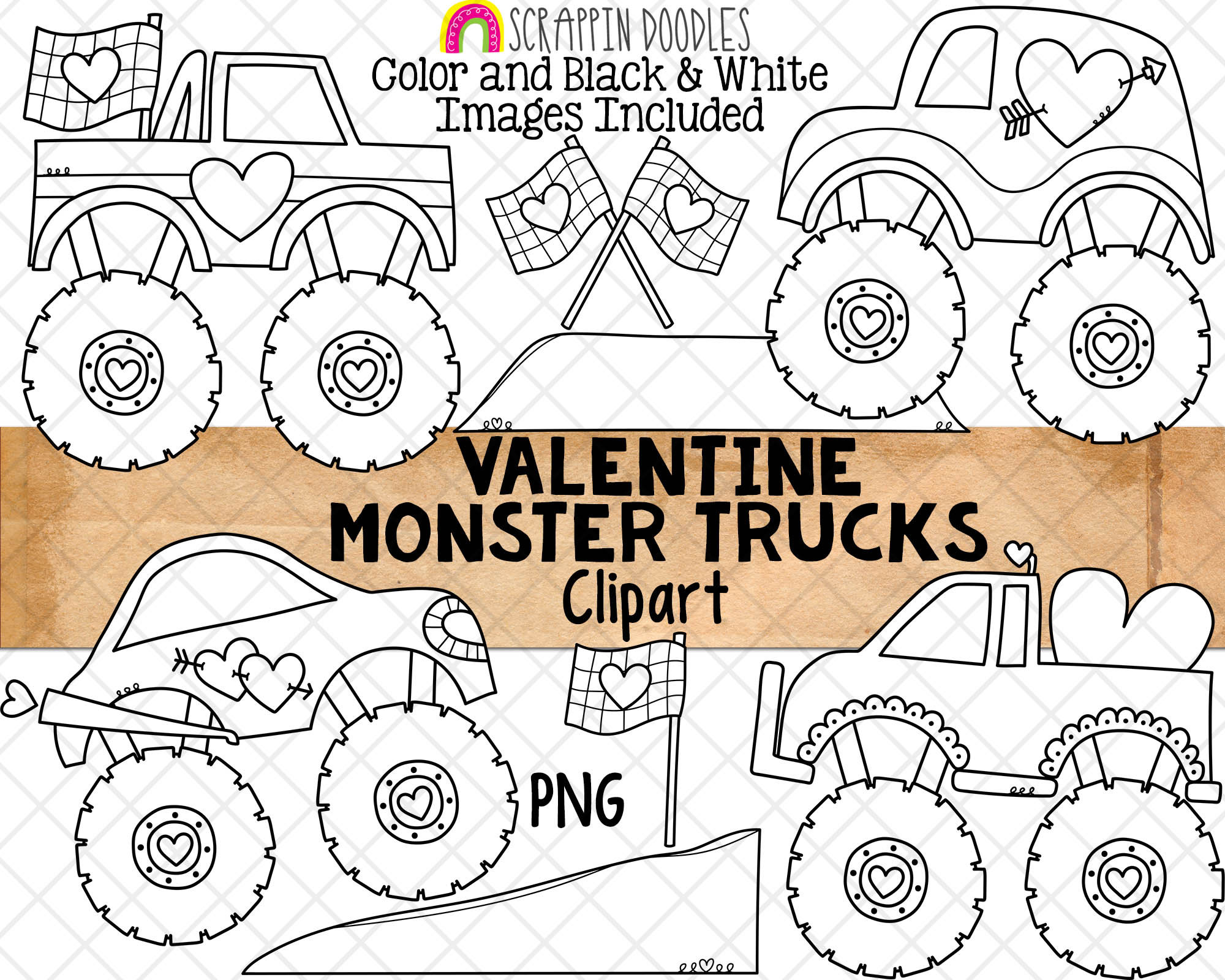 Valentine's Day Monster Trucks Clipart Monster Truck Clip Art Valentine ...