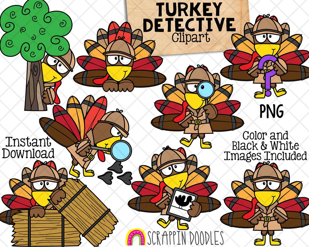 Turkey Clipart - Detective Clip Art - Thanksgiving Turkey Spy ...