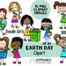 Earth Day Clipart Doodle Earth Day Girls Instant Download Environmental ...