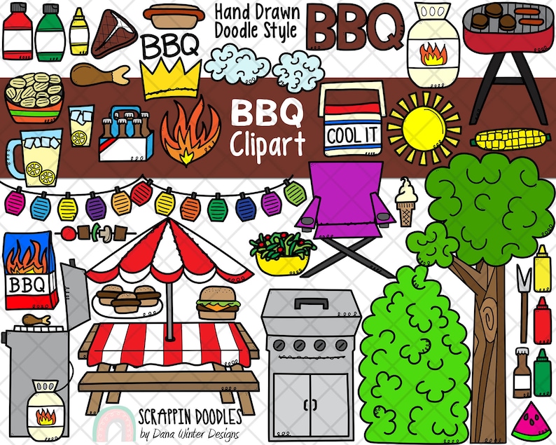 BBQ Clipart barbecue Clipart Picnic Clipart Backyard Cookout Summer ...