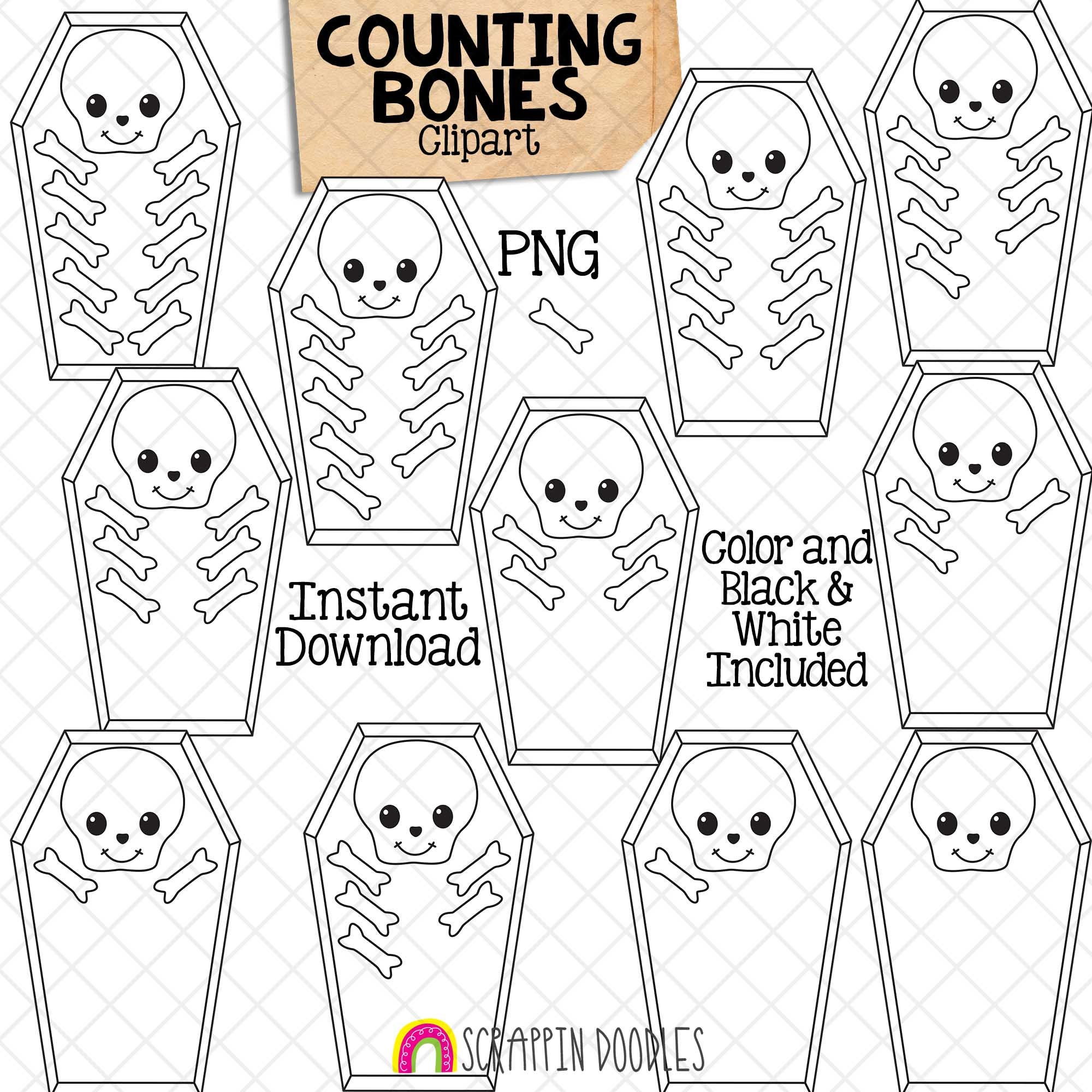 Counting Bones Clipart Halloween Skeleton Bones Counting Seasonal Math ...