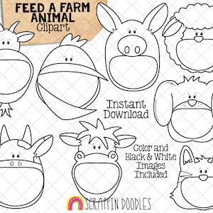 Feed A Farm Animal Clipart - Feeding Open Mouth Animals - Goat - Cow ...
